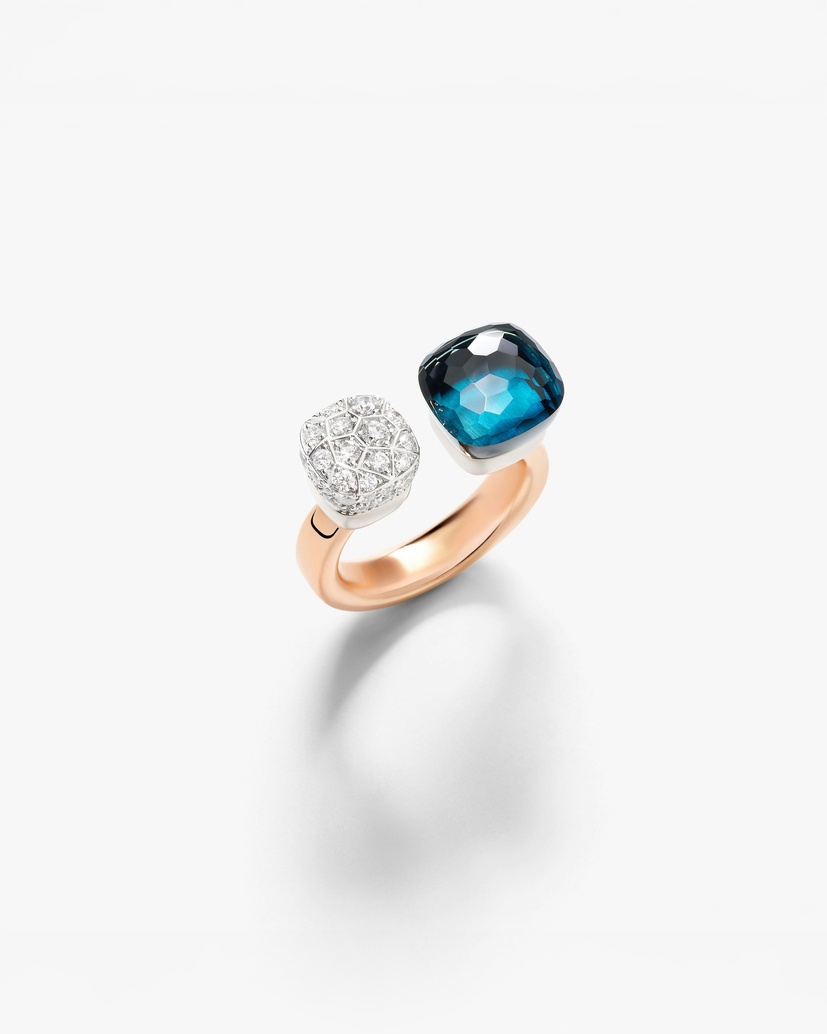 IMANOGLOU - Toi & Moi Nudo ring in 18k rose and white gold with london ...